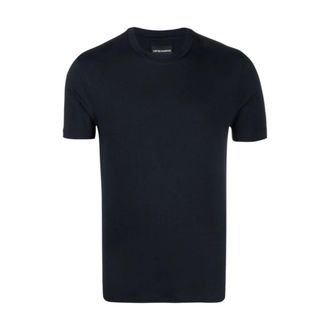 Armani Logo Jersey T-shirt aus Lyocell - - Tops - Herren - Blau - S