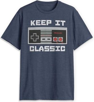 Nintendo Keep It Classic T-Shirt, Bruyère Marine de qualité, M Homme