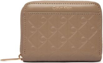 Calvin Klein Geldb&ouml;rse Emblem Aop Embossed Zip Around LV04F1081G Beige