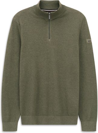 Bugatti Herren Troyer Strickpullover Stehkragen kurzer Reißverschluss Basic