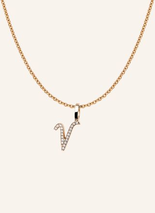 Cada Cada Kette Tiny Diamond Letter V rosegold