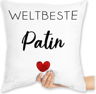Shirtracer Kissen 40x40 Zierkissen - Patentante - Weltbeste Patin | Geschenkidee für die Beste Taufpatin der Welt | Geschenk Patin - 40 x 40 cm - Weiß - godi god