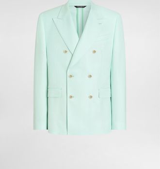 Dolce & Gabbana Jacke Sicilia Light Aus Viskose Mit Zweireihiger Knopfleiste - Mann Anz&uuml;ge Und Blazer Azure 56