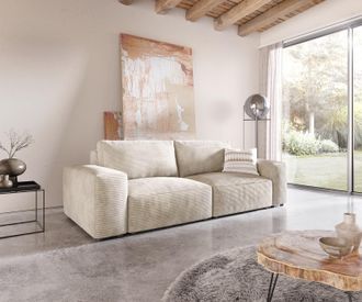 DELIFE Big-Sofa Lanzo 230x95 cm Cord Beige, Big Sofas