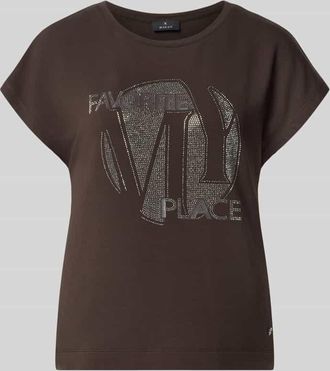 Monari T-Shirt aus Viskose-Mix mit Ziersteinbesatz