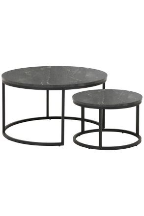 MID.YOU Mid.you Couchtisch Spiro, Anthrazit, Metall, Holzwerkstoff, rund, eckig, 80x45x80 cm, Wohnzimmer, Wohnzimmertische, Couchtische