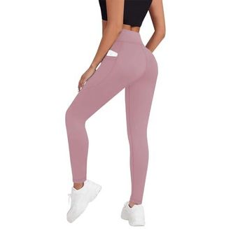 Generic Legging taille haute extensible pour femme avec poches lat&eacute;rales pour entra&icirc;nement, course &agrave; pied, sport, course &agrave; pied, randonn&eacute;e, rose, XXL