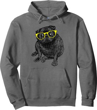 Huebucket Fat Black Pug Pullover Hoodie