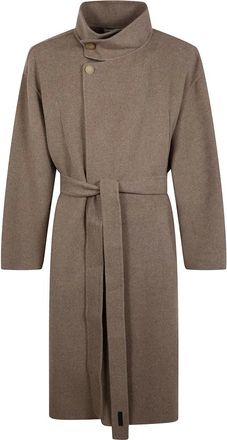 Fear of God Femme, Manteaux, Brun, Taille: 38 FR Manteau Col Montant en Laine et Cachemire