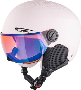 Alpina ZUPO Visor Q-LITE - hochwertiger & sicherer Skihelm f&uuml;r Kinder, mit abnehmbaren Ohrenpolstern, mit kontrastverst&auml;rkendem Visier - Rose matt - M (51-55