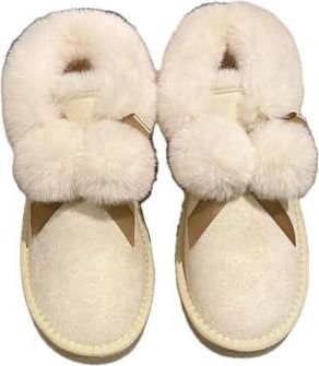Generic JJDFW Bottes de neige pour femme Automne Hiver Mignon Boule de Poil empil&eacute; &Eacute;pais Chaussures de pain Chaudes Chaussures en Coton, blanc, 34 1/3 EU