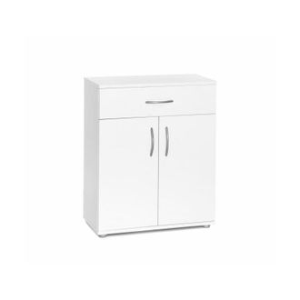 13Casa Wei&szlig;er Schrank 57x69x29 cm mit zwei T&uuml;ren, einem Regal und einer Schublade - Dalia
