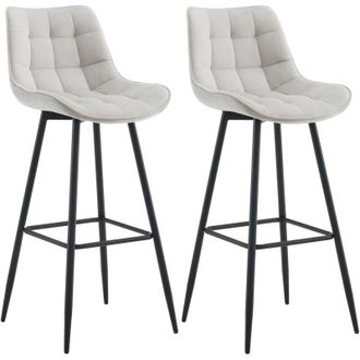 Clp Lot de 2 tabourets de bar Dartford Gris Velours