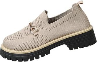 Generic Mocassins larges en maille pour femme - Bout rond - Respirants, &eacute;l&eacute;gants, antid&eacute;rapants, l&eacute;gers et confortables - Chaussures &eacute;paisses pour le travail 