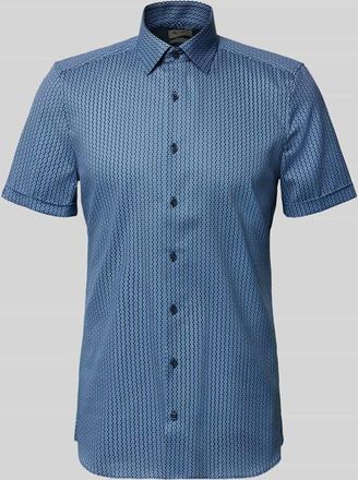 Olymp Level 5 Slim Fit Business-Hemd im Allover-Look mit Kentkragen