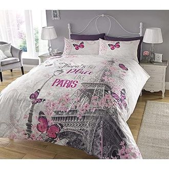 Sleepdown Paris Romance Bettwäsche-Set mit Digitaldruck, Bettwäsche, Schlafzimmer, Tagesbett (Doppelbett)