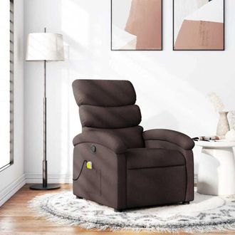 vidaXL Fauteuil de massage inclinable Marron foncé Tissu - Vidaxl