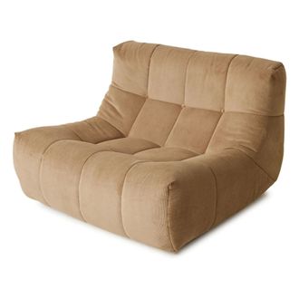 HKliving Fauteuil lounge en velours c&ocirc;tel&eacute; Lazy HKliving