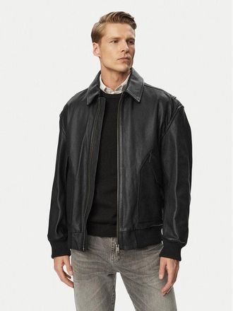HUGO BOSS Lederjacke Josual 50568175 Schwarz Regular Fit