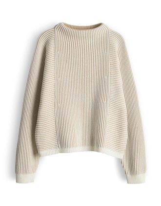 OPUS Damen Pullover | POZOLI Regular Pullover mit dynamischen Streifenstrick Soft Oat, 42