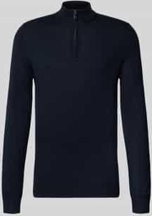 Christian Berg Slim Fit Strickpullover aus Woll-Mix mit Troyer-Kragen