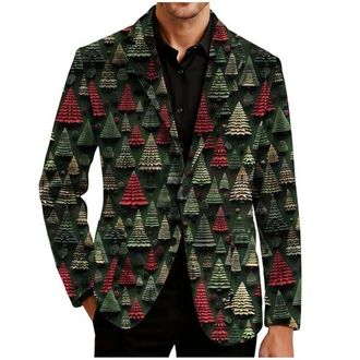 Generic Costume de Noël moche pour homme avec imprimé X-Mas - Vestes festives tendance - Revers vers vers le bas - Costume élégant et ajusté - Blazer fantaisi