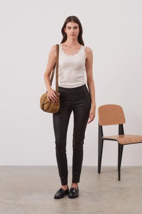 Gerard Darel Pantalon slim en cuir dagneau - NINA - Noir