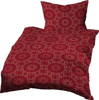 Gerald Wittmann Bettwäsche 140x200 cm + 70x90 cm, Baumwolle Satin, Ornamenten Rot Weiß