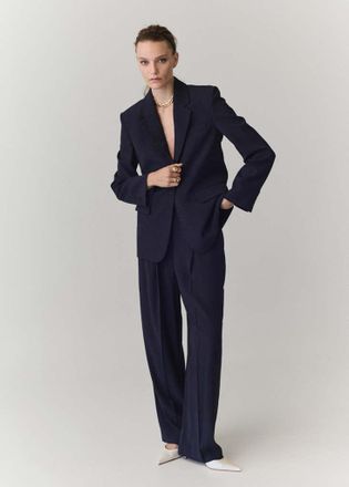Mango Pantalon droit pinces violet - Femme - 32 - MANGO