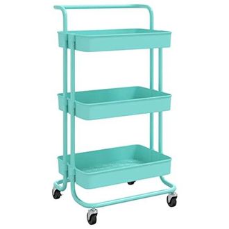 vidaXL Chariot de Cuisine 3 Niveaux Etag&egrave;re de Cuisine Chariot de Service Desserte &agrave; roulettes Chariot de M&eacute;nage Turquoise 42x35x85 cm Fer et ABS