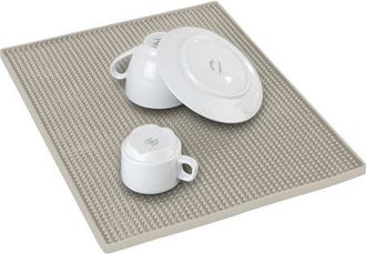 WENKO Abtropfmatte Mod. Maxi rutschfeste Spülmatte Trocknungsmatte Antirutschmatte Küche Geschirrablage Abtropfunterlage 40 x 1 x 30 cm Kunststoff Beige