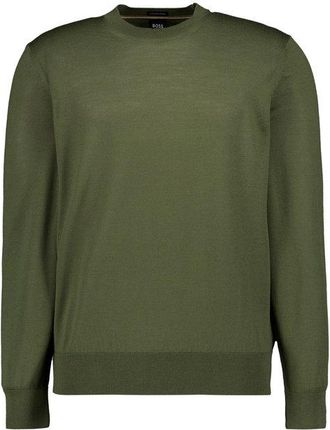 HUGO BOSS Herren Pullover gr&uuml;n Merinowolle unifarben