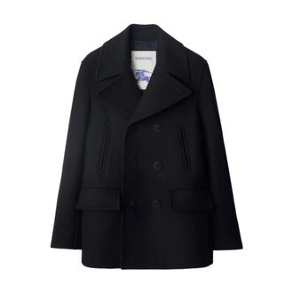 Burberry Homme, Vestes, Bleu, Taille: M Manteau bleu &agrave; double boutonnage avec poches