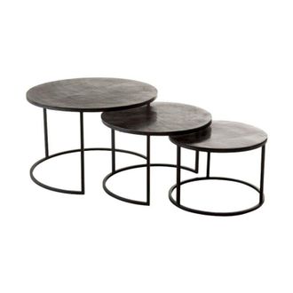 Paris Prix Paris Prix - Lot de 3 Tables Gigognes Oxidize 80cm Noir