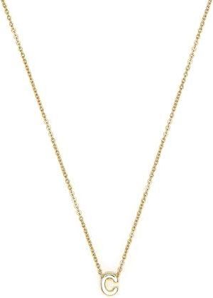 Luxenter Collier Alphabet finition or 18 carats - Lettre C, médian, métal, sans pierre précieuse, Mediano, Métal, Sans pierre précieuse