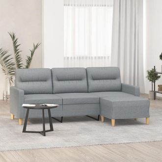 vidaXL 3-Sitzer-Sofa mit Hocker Hellgrau 180 cm Stoff Vidaxl