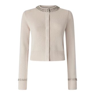 Pinko Lang&auml;rmliger Cardigan mit Rundhalsausschnitt - - Knitwear - Damen - Beige - S