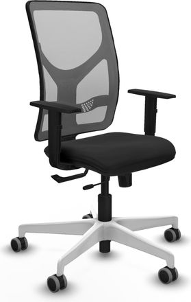 Piqueras y Crespo Schwarzer Schreibtischstuhl mit 1D-Armen, h&ouml;henverstellbare Lendenwirbelst&uuml;tze, ausgestattet mit Syncro/Traslack und Schneidschaum, mit Rollen von 65 