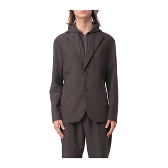 Emporio Armani Einknopf-Blazer mit abnehmbarem Kapuzen-Einsatz - - Jackets - Herren - Gr&uuml;n - XS