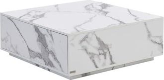 Vente-Unique Pascal MORABITO - Table Basse avec 2 tiroirs en MDF - Effet marbre Blanc - Antrim de