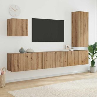 vidaXL vidaXL Unit&eacute; murale de TV 5 pcs Ch&ecirc;ne artisanal Bois ding&eacute;nierie