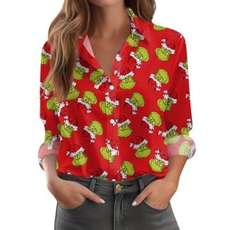 Generic Le Grinch Tshirt Noel Femme Pulls Costume Vêtements Noël Moche Pull De T-Shirts Oversize Pyjama Femmes Hiver Vetement Noel Christmas Chaud Col V Sweat