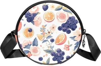 Generic Sac &agrave; bandouli&egrave;re Circle pour femme, petit sac &agrave; bandouli&egrave;re color&eacute; avec fermeture &eacute;clair, bretelles r&eacute;glables, sac &agrave; main rond d&eacute;contract&eacute; pour femme