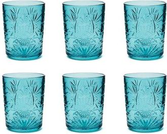 Excelsa Color Tumbler Lot de 6 verres en verre d&eacute;cor&eacute;s, multicolore, d&eacute;cor en relief, 350 ml, 8 x 10 cm (Bleu clair)
