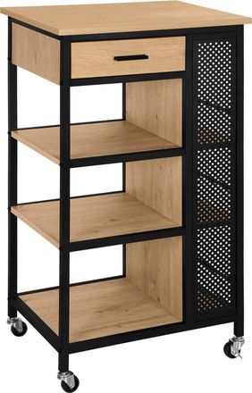 Xora Servierwagen, Natur, Schwarz, Metall, 1 Schublade(n) Schubladen, rechteckig, 37x91x50 cm, Stauraum, offenes Fach, Esszimmer, Barm&ouml;bel, Barwagen