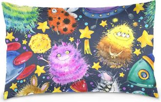 Linomo Kissenbezug 40x60 cm, Süß Monster Universum Weltraum Dekorative Kissenbezug Kissenhülle für Couch Sofa Bett Hause