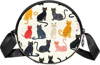 Generic Sac &agrave; bandouli&egrave;re rond pour femme, petit sac &agrave; bandouli&egrave;re avec fermeture &eacute;clair, bretelles r&eacute;glables, style d&eacute;contract&eacute;, pour femmes et filles