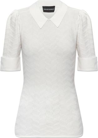 Emporio Armani Femme, Blouses et Chemises, Blanc, Taille: 36 FR Top &agrave; manches retrouss&eacute;es