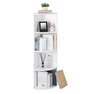 Vasagle Eckregal mit 4 Ebenen, freistehende Aufbewahrungsregale, Bücherregal aus Holz, für Küche, Schlafzimmer, Wohnzimmer, Büro, Weiß LBC42WT