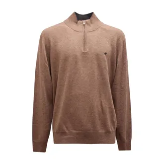 Brooksfield Halbzip Wollpullover in Farro - - Knitwear - Herren - Braun - 3XL